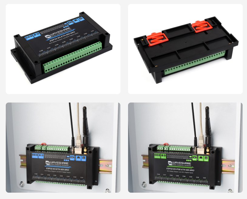 Bộ IO Công nghiệp 8-ch ESP32-S3 WiFi, RS485, 8 DI + 8 DO Relay, Ethernet Port, Modbus Support